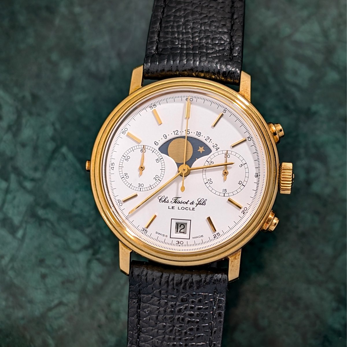 Tissot 18k Gold Moon Phase Chronograph Valjoux 7734 Ref. 41006 – 10 bps